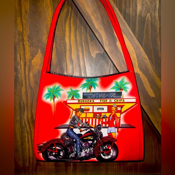 Bags | Vintage Red Pinup Girl Drivein Purse | Poshmark